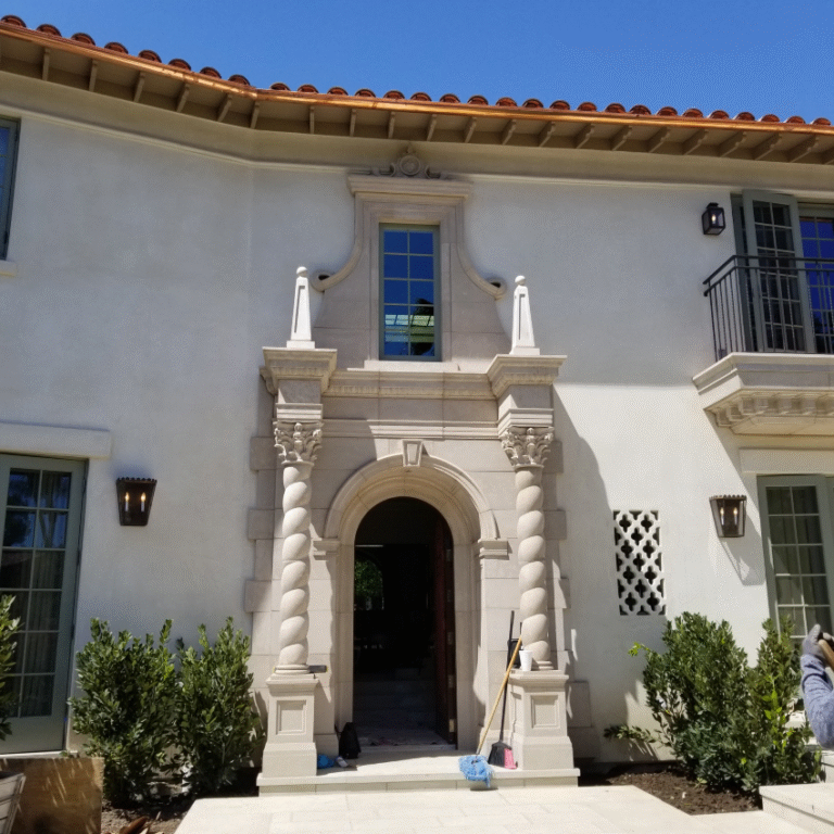Decorative Cast Stone Installation for Home Exterior - Los Angeles, CA